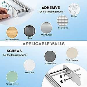 Paper Towel Holder, Under Cabinet Paper Towel Holder for Kitchen, Self Adhesive Paper Towel Roll Holder Wall Mount, SUS304 Stainless Steel Paper Towel Rack Stick on Wall for Bathroom