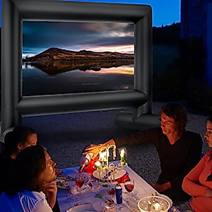 17 FT Inflatable Projector Screen with Blower, Indoor Outdoor Inflatable Projector Movie Screen for Party Games Backyard Home Theater, Easy Set up Blow Up Screen, Supports Front and Rear Projection