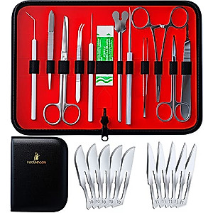 Advanced Dissection Kit Biology Lab Anatomy Dissecting Set with Stainless Steel Scalpel Knife Handle Blades for Medical Students and Veterinary by InstaSkincare (20 Pcs)