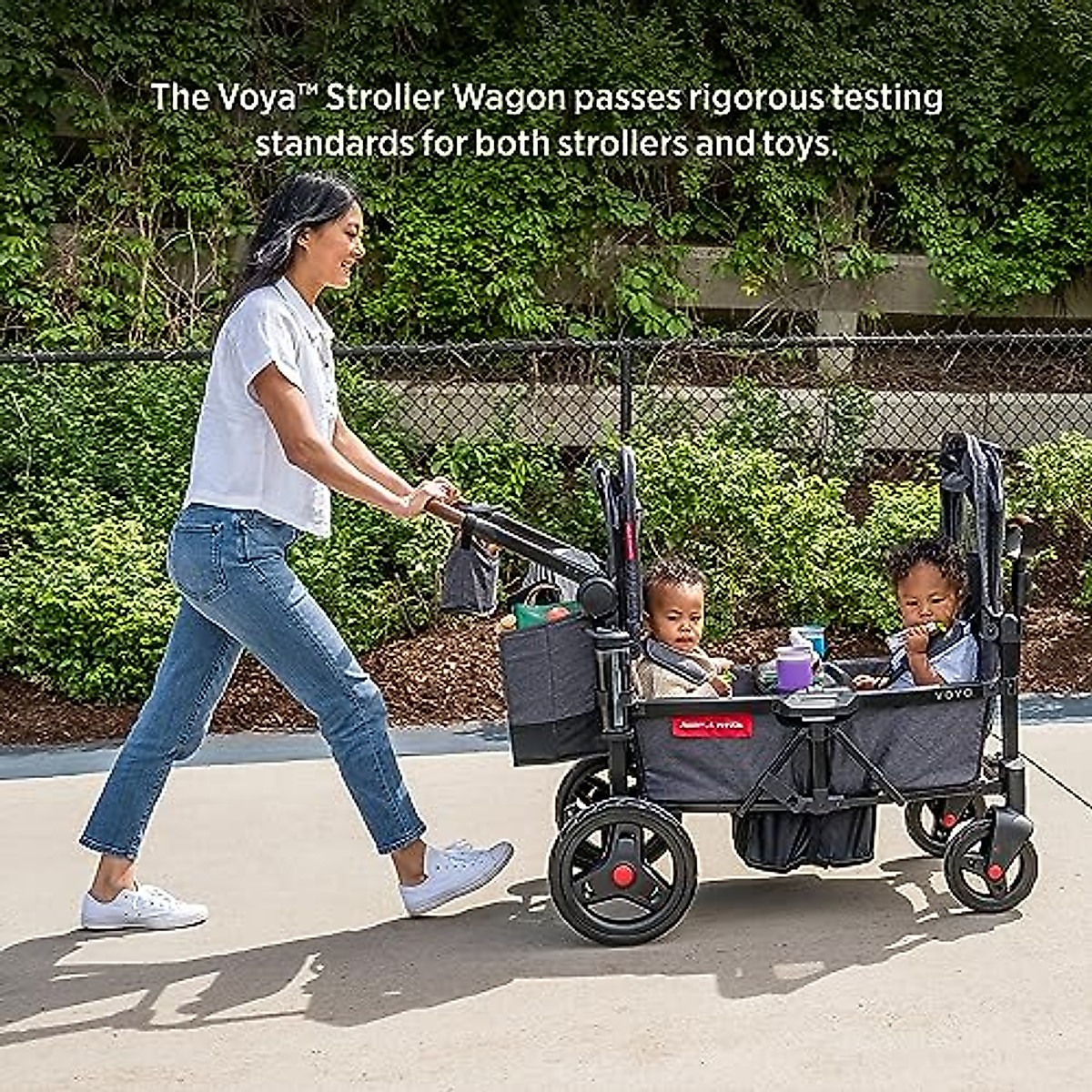 Radio Flyer Voya Stroller Wagon, 2 Seater Wagon Stroller for Kids with Low Sides, Baby Stroller Wagon, Double Stroller