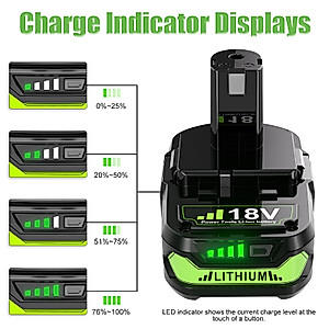POWTREE Upgraded 3800mAh 18V P102 Lithium Battery Replacement for Ryobi 18V Battery Ryobi ONE+ P107 P108 P103 P104 P105 P106 P109 P122 Cordless Power Tools 2 Packs