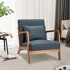 Esright Modern Accent Chairs for Living Room, Mid Century Modern Living Room Bedroom Reading Comfy Lounge Chairs, Small Side Armchair for Bedrooms in Blue