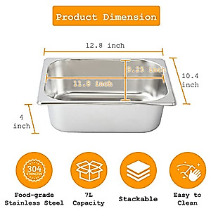 ERFEI Hotel Pans 1/2 Half Size Steam Table Pan 4-Pack Set for Commercial Restaurant Stainless Steel Food Pans Buffet Party Supplies