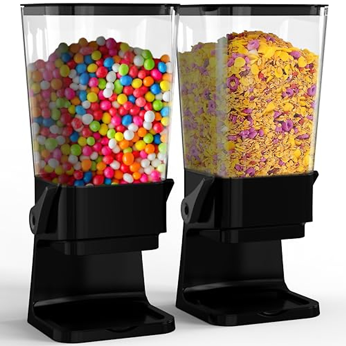 Retail Blade - Cereal & Dry Food Dispenser 2 Pack with Sponge – Elevate Freshness & Style! Perfect for Cereal, Pasta, Rice, Oatmeal, Snacks, and Dog Food. Sleek Design for Your Modern Kitchen. Black