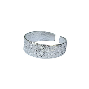 Handmade Silver Wide Band Sanded Texture Adjustable Toe Ring, 925 Sterling Silver, Small Dainty Open Toe, Pinky or Knuckle Rings for Women, By MiYa Jewelry Creations
