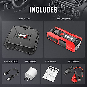DNA MOTORING 12V 2000A Peak Multi-Function Portable Car Battery Jump Starter for Up to 8.0L Gas / 6.3L Diesel Engine, with Carry Case,TOOLS-00275