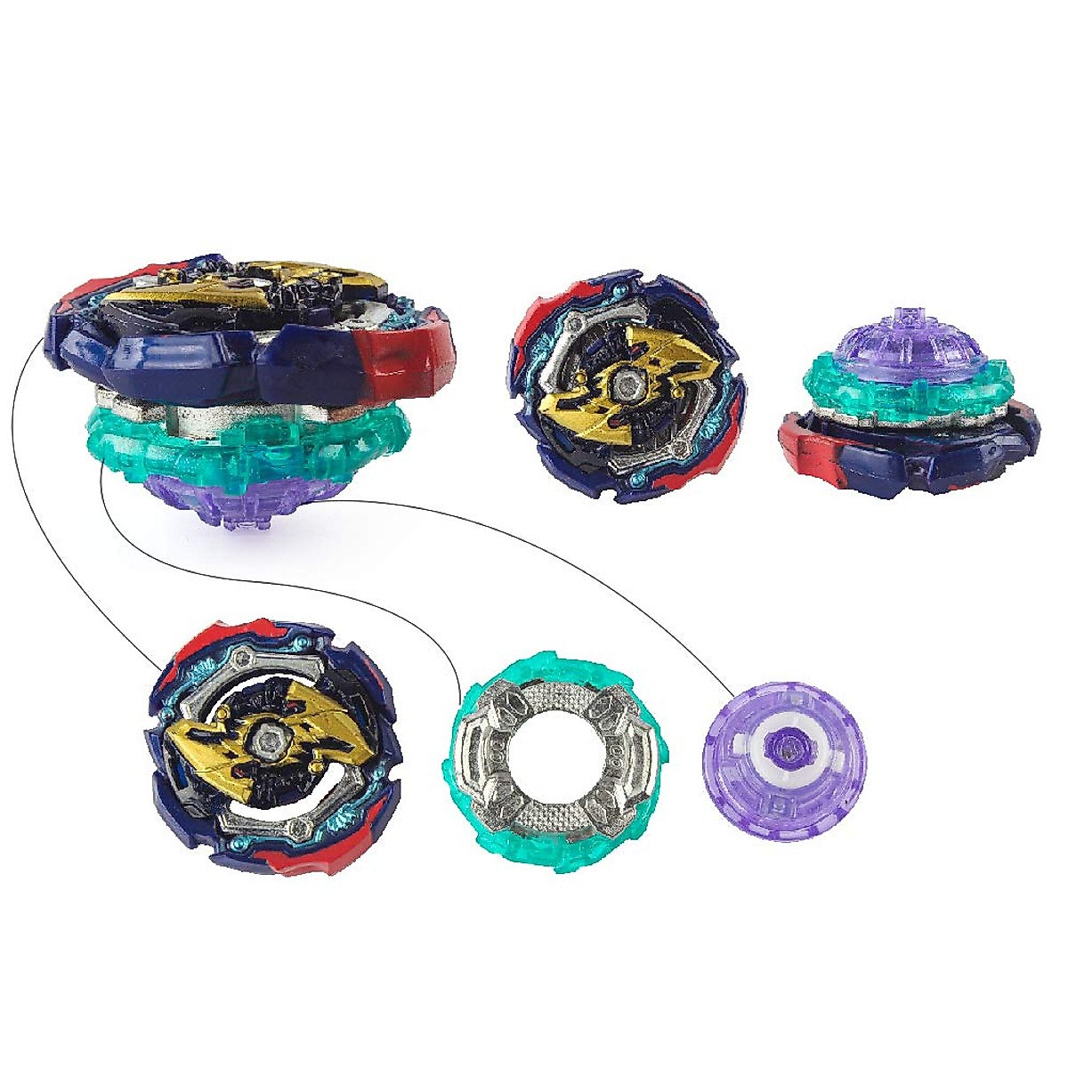 ROKK NOW Metal Fury | Bey Battle Burst Gyro Attack Metal Spinning Tops with Starter Battle Arena, Launchers & Includes 4 Battling Metal Gyro Blades for Adults & Children, Boys & Girls (26A)