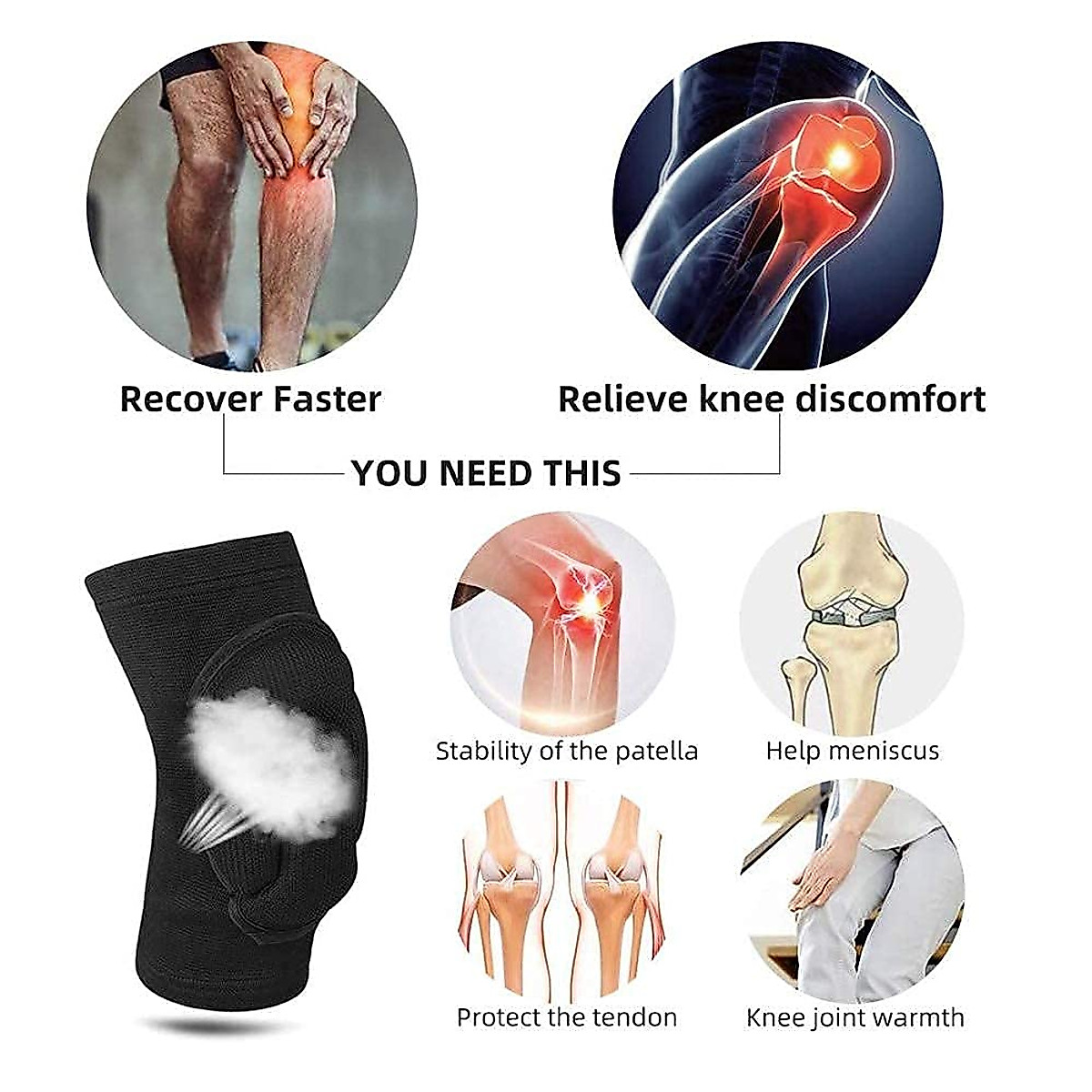 Knee Sleeves Protective Knee Pads, Thick Sponge Collision Avoidance Knee Sleeve Anti-Slip, Outdoor Climbing Sports Riding Protector Suitable for Men&Women