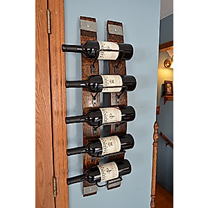 Wine Rack, 5 - Bottle Wine Stave wine rack with steel banding