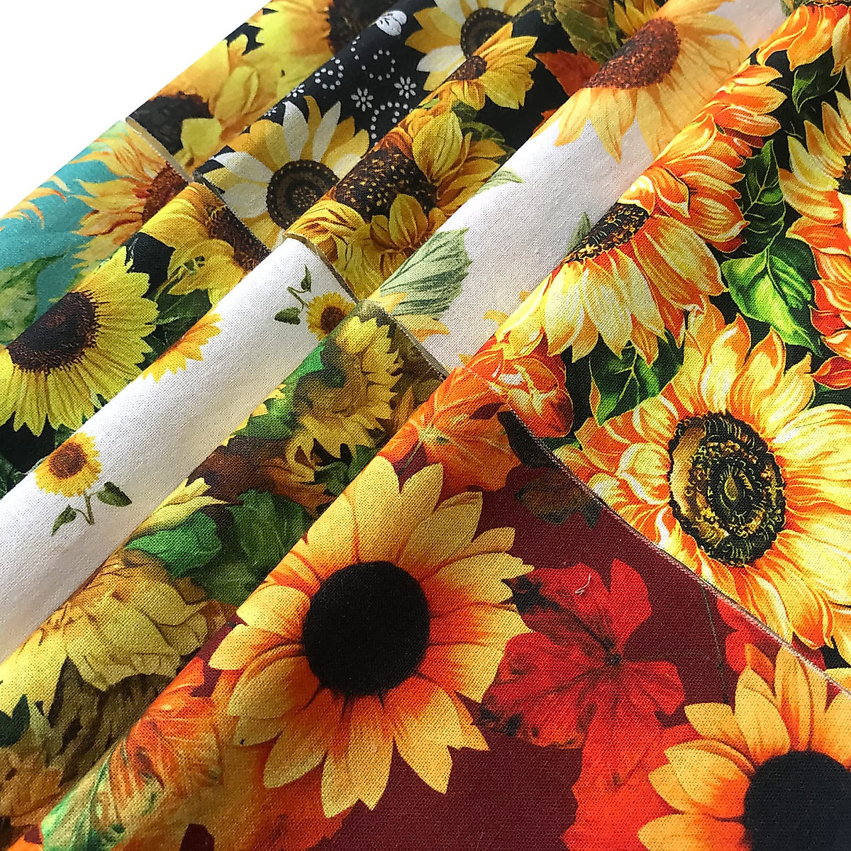 Mililanyo 10Pcs 25 x 25cm Sunflower Cotton Fabric Patchwork Printed Patterns Quilting Fabric Sewing Patchwork Precut Fabric for DIY Artcraft