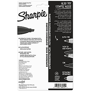 SHARPIE Permanent Markers, Chisel Tip, Classic Colors, 4 Count