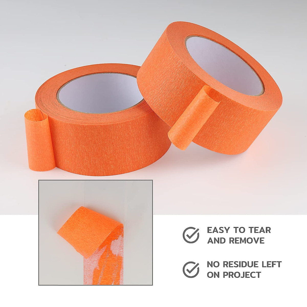 Lichamp 4 Pack Orange Painters Tape 2 inch Wide, Medium Adhesive Orange Masking Tape Bulk Multi Pack, 2 inch x 55 Yards x 4 Rolls (220 Total Yards)
