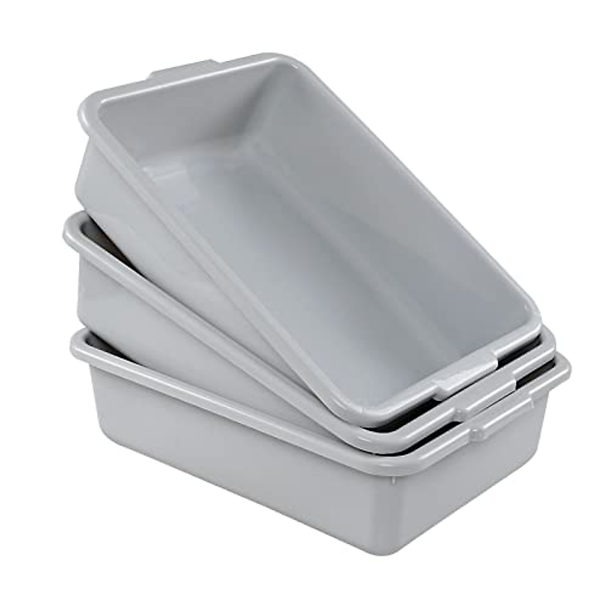 Obstnny 13 L Commercial Bus Tub, 3 Pack Plastic Dishpan Basin, Grey