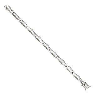 IceCarats 925 Sterling Silver Baguette Round Cubic Zirconia CZ Chain Bracelet