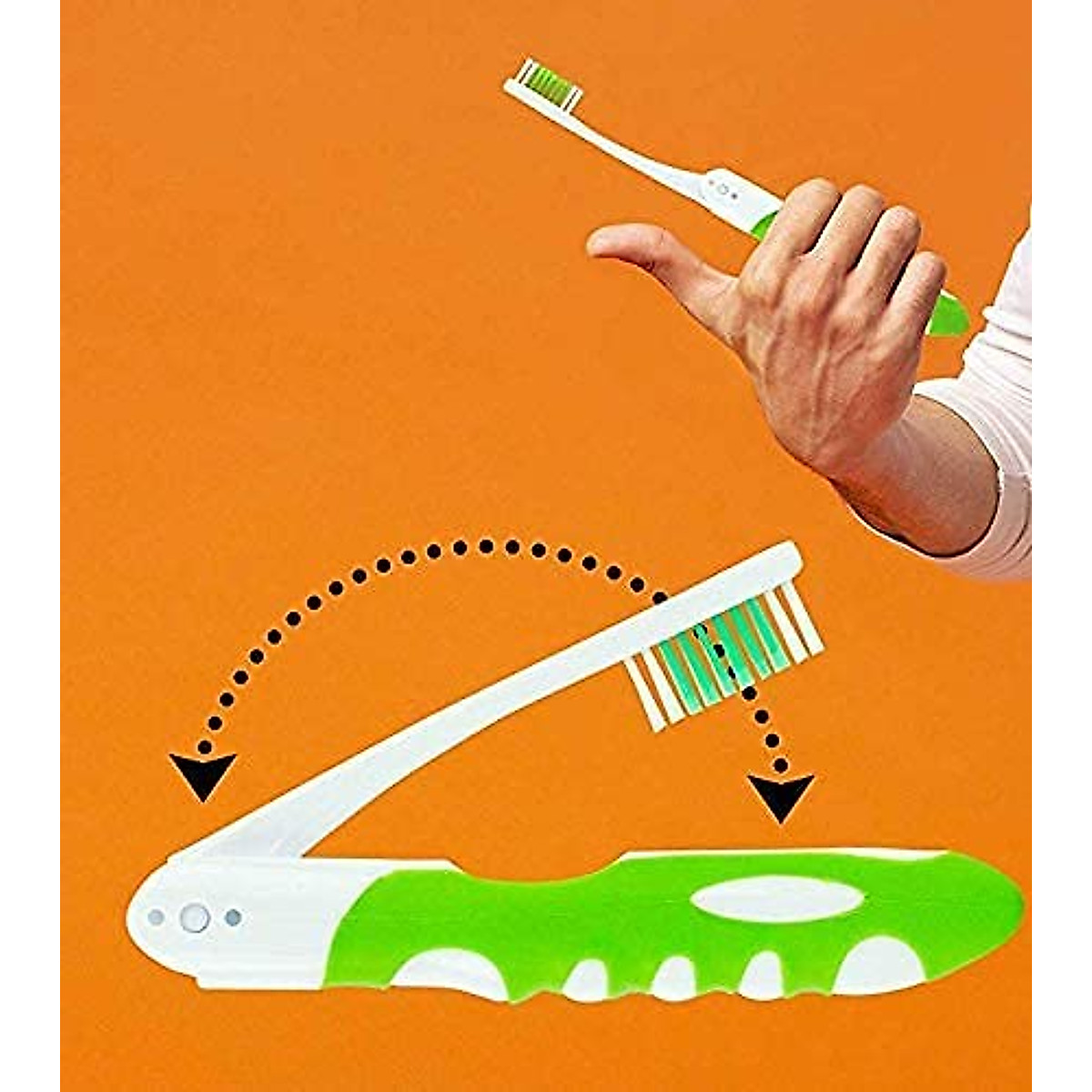 Azi 2pc Premium TSA Approved Travel Toothbrush On The Go Folding Medium Bristles & Tongue Cleaner/Gum Massager Travel Camping Handbag Backpack Car RV Dorm Gym School Locker