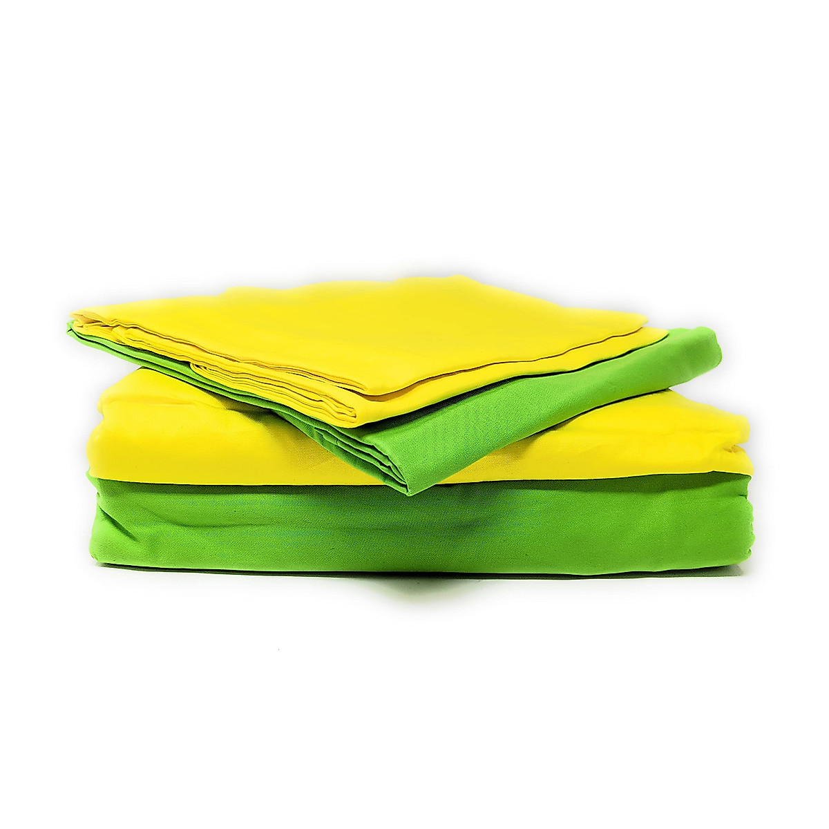Tache 6 PC Cotton Reversible Solid Yellow & Green Lemon Lime Duvet Cover Set, Cal King
