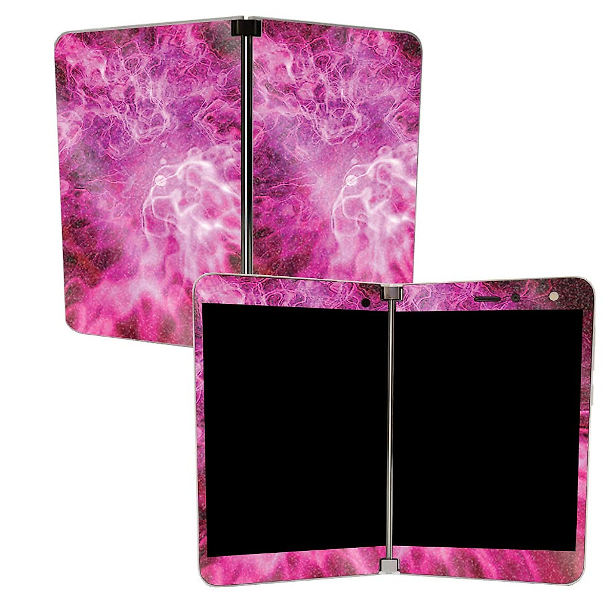 MightySkins Glossy Glitter Skin for Microsoft Surface Duo - Red Mystic Flames | Protective, Durable High-Gloss Glitter Finish | Easy to Apply, Remove, and Change Styles | Made in The USA