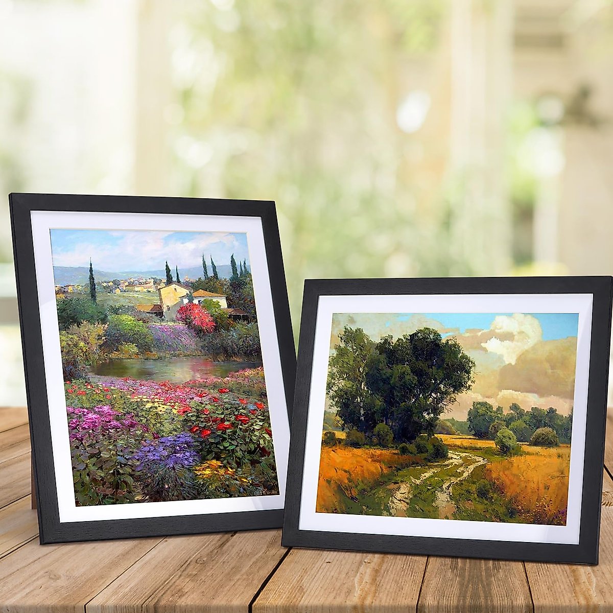 Lyeasw 8x10 Picture Frame Black Set of 15, Display Pictures 8x10 with Mat or 9x11 without Mat, Multi Photo Frames for Wall or Tabletop
