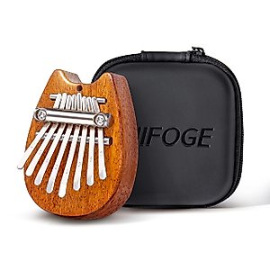 MIFOGE Mini Kalimba Thumb Piano 8Keys Wooden,Exquisite Finger Piano with Lanyard Waterproof Protective Box,Musical Instrument,Gift for Toddler Child Valentines Adult Beginners