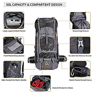 Dehikewell Hiking Backpack, 60L Large Rucksack for Men Women, Water-resistant Lightweight Daypack Ideal for Camping Trekking Travel
