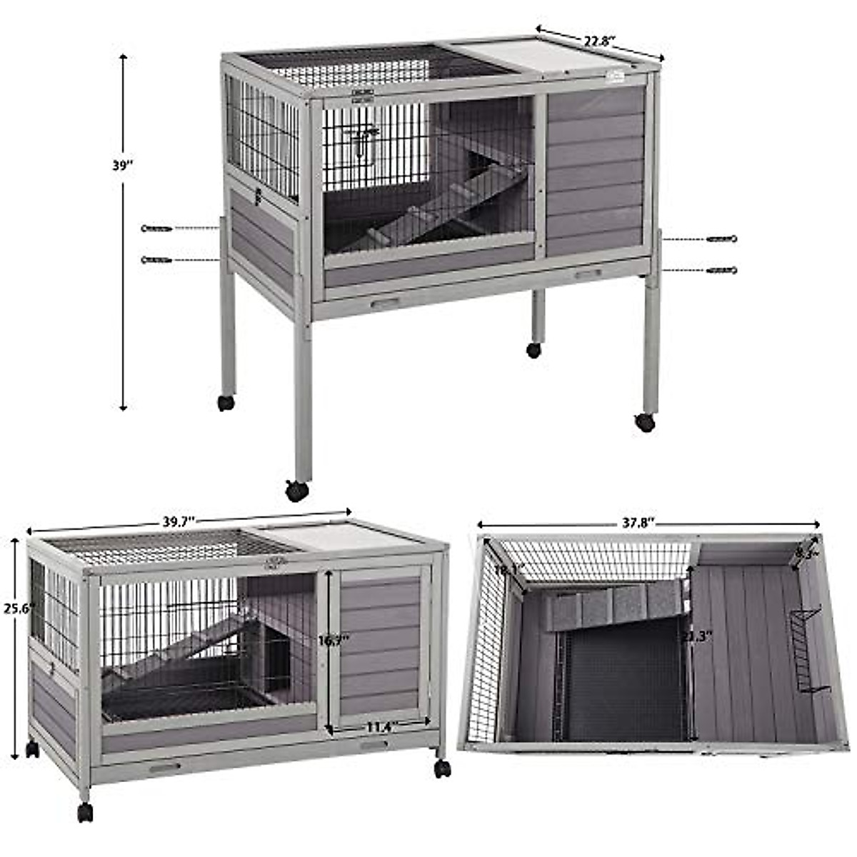 GUTINNEEN Rabbit Cage Indoor Outdoor Bunny Hutch for Hamster Ferret and Other Small Animals Guinea Pig Habitats with Wire Bottom Netting Above The Pull Out Tray