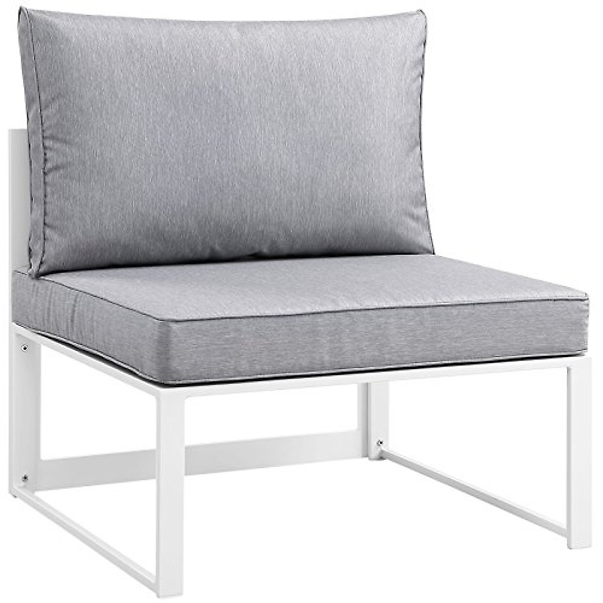 Modway Fortuna Aluminum 7-Piece Outdoor Patio Sectional Sofa Furniture Set with Cushions in White Gray