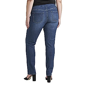 JAG Jeans Women's Plus Size Peri Mid Rise Straight Leg Pull-on Jeans, Anchor Blue AU315, 16 Plus