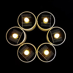 Solar Lantern Lights Candles Waterproof, Flameless Rechargeable Warm White Flickering Reusable LED Candle Lights Dusk to Dawn Outdoor Lighting for Garden Outdoor Camping Home Decor, Pack of 6