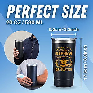 Onebttl Nephew Gifts from Aunt, Uncle, Insulated Stainless Steel Tumbler Coffee Mug with Lid and Straw, Perfect for Birthday, Christmas, 20oz/590ml - Graduation