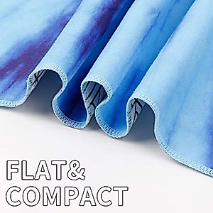 Microfiber Pool Sandproof Beach Towel Blanket - Quick Fast Dry Sand Free Proof Compact Outdoor Camping Travel Swim Micro Fiber Thin Yoga Mat Personalized Gift for Women Man Adult Blue Tie Dye