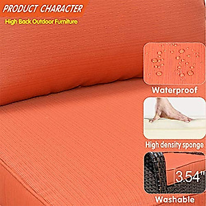 Allwex Patio Furniture,Outdoor Furniture Set,Outdoor Rattan Furniture(Brown, Red)