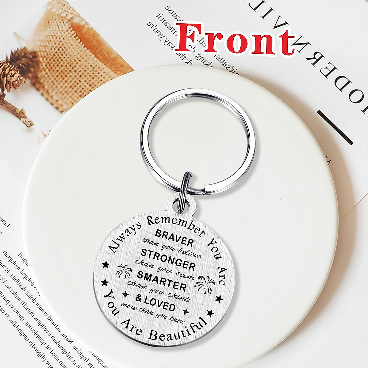 SOUSYOKYO Teen Girl Gifts for Birthday, You are Beautiful Girl Hello Keychain, Cute Female Inspirational Quote Gifts for Women Teenage Stuff