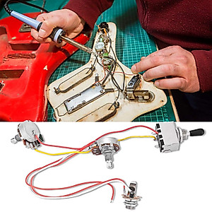 Guitar Wiring Harness, Guitar Prewired Harness Humbucker Wiring Harness Prewired 3 Way Chrome Box Toggle Switch 500K Pots for Electric Guitar with 2 Humbuckers guitar wiring kit