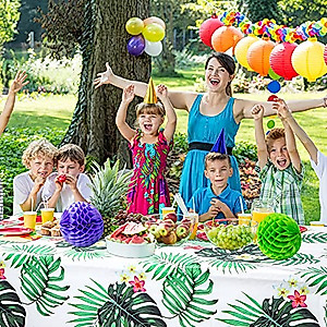 Tatuo 6 Pieces Hawaiian Luau Party Tablecloth Palm Leaves Table Cloth 54 x 108 Inches Plastic Disposable Table Decorations for Summer Pool Beach Cocktail Aloha Safari Jungle Party Supplies