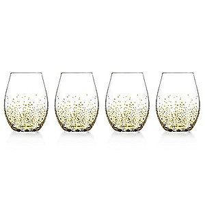 Fitz and Floyd Luster Stemless Wine Set of 4 – Elegant Lead-Free Matching Drinkware for Everyday & Entertaining – Modern Glasses-Gift for Weddings & Holidays, 20 Oz, 4 Count (Pack of 1), Gold