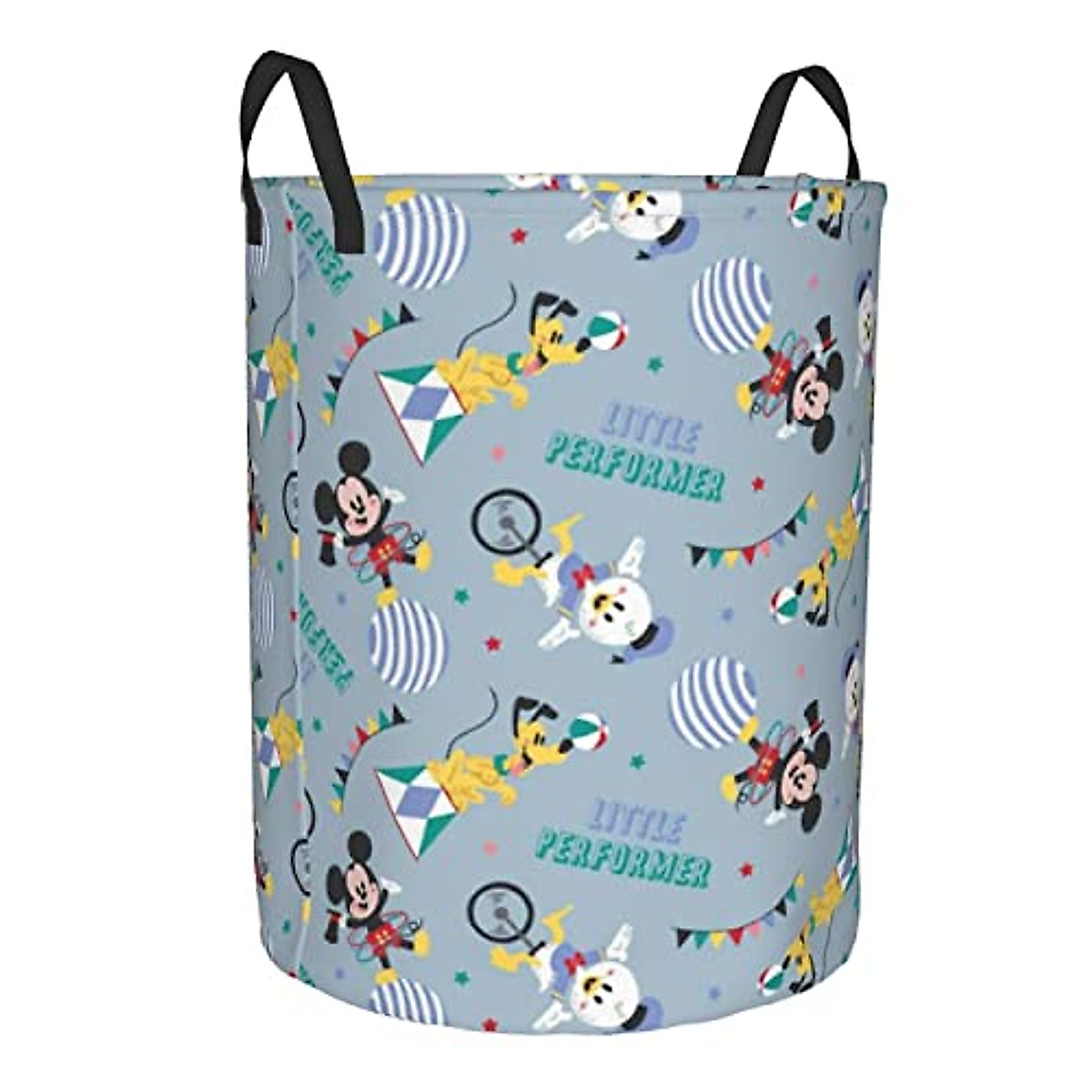 Ybovejuk Cute Large Laundry Basket fit Cartoon Character H4 Durable Waterproof Portable with Handle for Bedroom Room collapsible baskets Round Dirty Storage Clothes Circular hampers - M Black 4