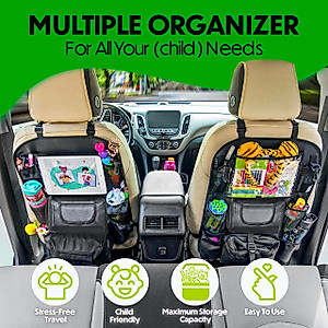 Cartik Backseat Car Organizer - Car Seat Organizer, Road Trip Essentials for Kids, Car Organizer Backseat Storage for Toys & Accessories (Double pack)