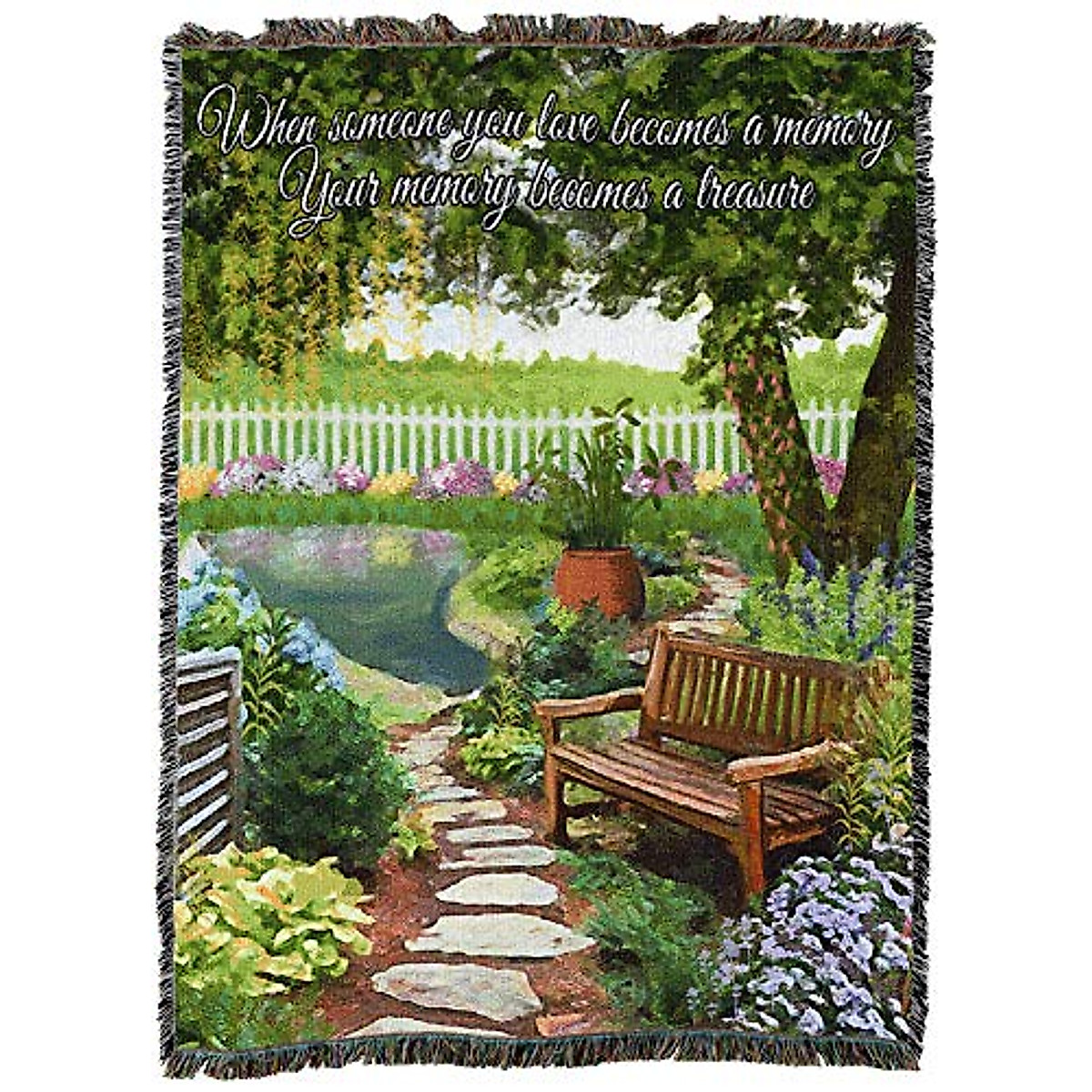 Pure Country Weavers Tranquil Garden Blanket - When Someone You Love Becomes A Memory - Sympathy Bereavement Gift Tapestry Throw Woven from Cotton - Made in The USA (72x54)