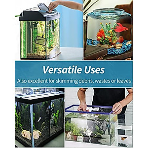 Pawfly 4 Inch Aquarium Fish Net with Telescopic Stainless Steel Handle Small Square Net with Soft Fine Mesh Sludge Food Residue Wastes Skimming Cleaning Net for Fish Tanks Small Koi Ponds and Pools