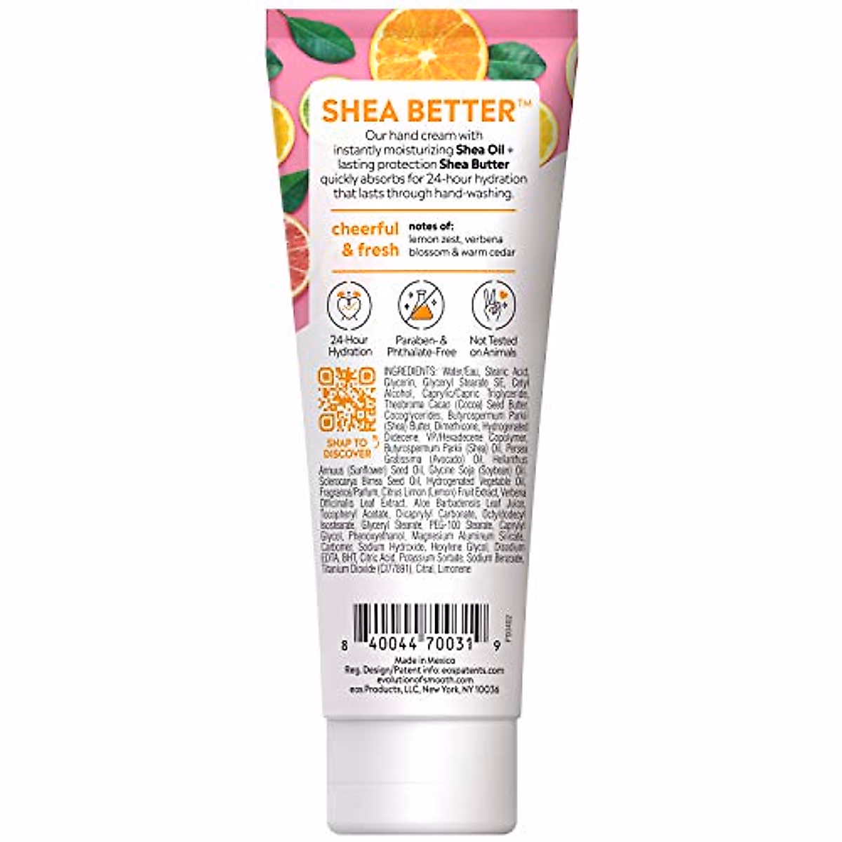 eos Hand Cream - Pink Citrus | Natural Shea Butter Hand Lotion and Skin Care | 24 Hour Hydration with Oil | 2.5 oz,2040872