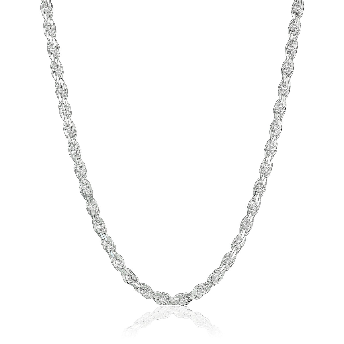 Amazon Essentials Sterling Silver Diamond Cut Rope Chain Necklace, 20" (previously Amazon Collection)