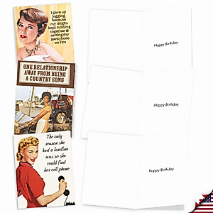 The Best Card Company - 10 Funny Birthday Cards Assorted (4 x 5.12 Inch) - Adult Retro Assortment, Boxed Greeting Cards with Envelopes - Hot Mess M6622BDG