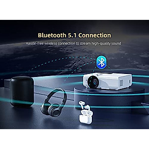 Native 1080P Bluetooth Projector with 100'' Screen, ALVAR 10000 Lux & 400 ANSI Portable Outdoor Movie Mini Projector, 60000 Hrs LED Lamp Life, Compatible with TV Stick, HDMI and USB