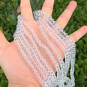 5 Strands Czech Faceted Rondelle Crystal Glass Loose Beads 6mm Spacer Bulk Crystal Clear (420-430pcs) for DIY Jewelry Craft Making CCR601