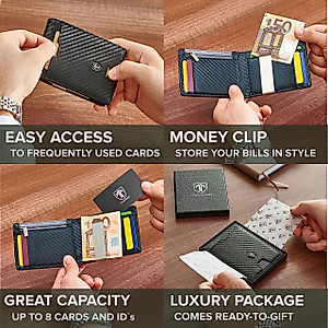 TRAVANDO Mens Slim Wallet with Money Clip NEW YORK - RFID Blocking Credit Card Holder with Coin Pocket for Men with Gift Box
