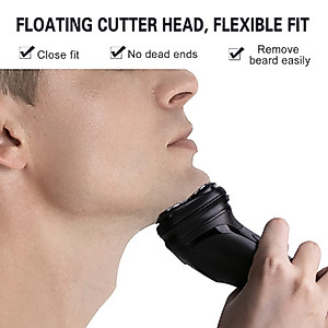 Men's Electric Shaver, Rechargeable Rotary Razor with Pop-up Sideburn Trimmer and LCD Power Indicator, Fast Charging, Compact Wet and Dry Shaver