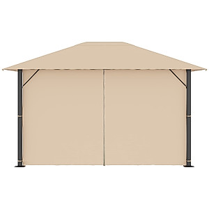 Outsunny 10' x 13' Patio Gazebo Aluminum Frame Outdoor Canopy Shelter with Sidewalls, Vented Roof for Garden, Lawn, Backyard, and Deck, Brown