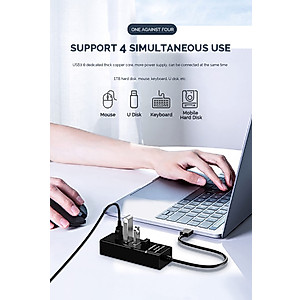 BUZOOLA USB 3.0 Data Hub with 4-Port Individual LED Lit Power Switches Portable USB Port Expander for Laptop and PC, Flash Drive,Mobile HDD,MacBook (Black)
