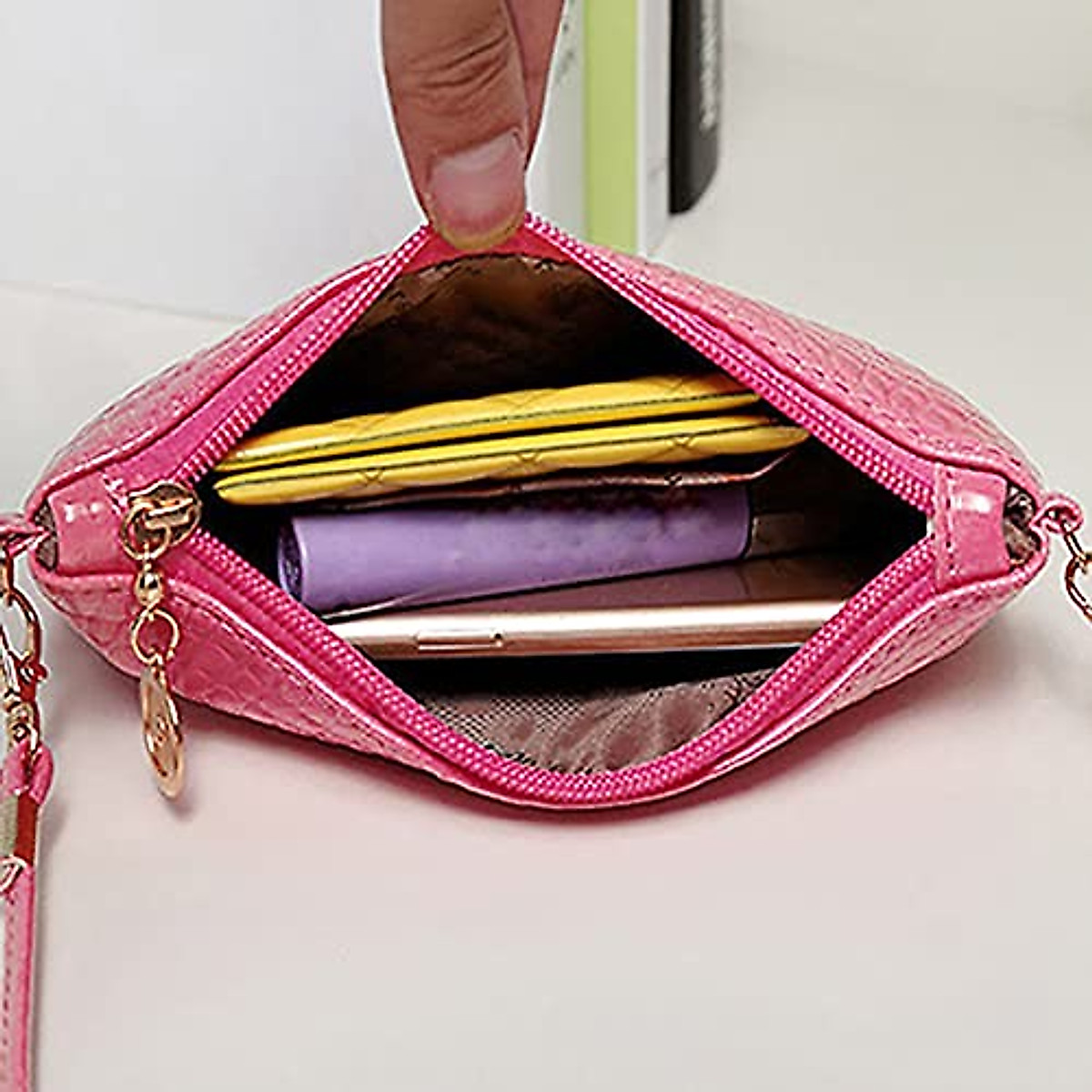 Faux Leather Clutch Wallet Purses Small Envelope Crossbody Bags for Women Shoulder Bag Handbags Phone Bag, Birthday Gifts Rose Red