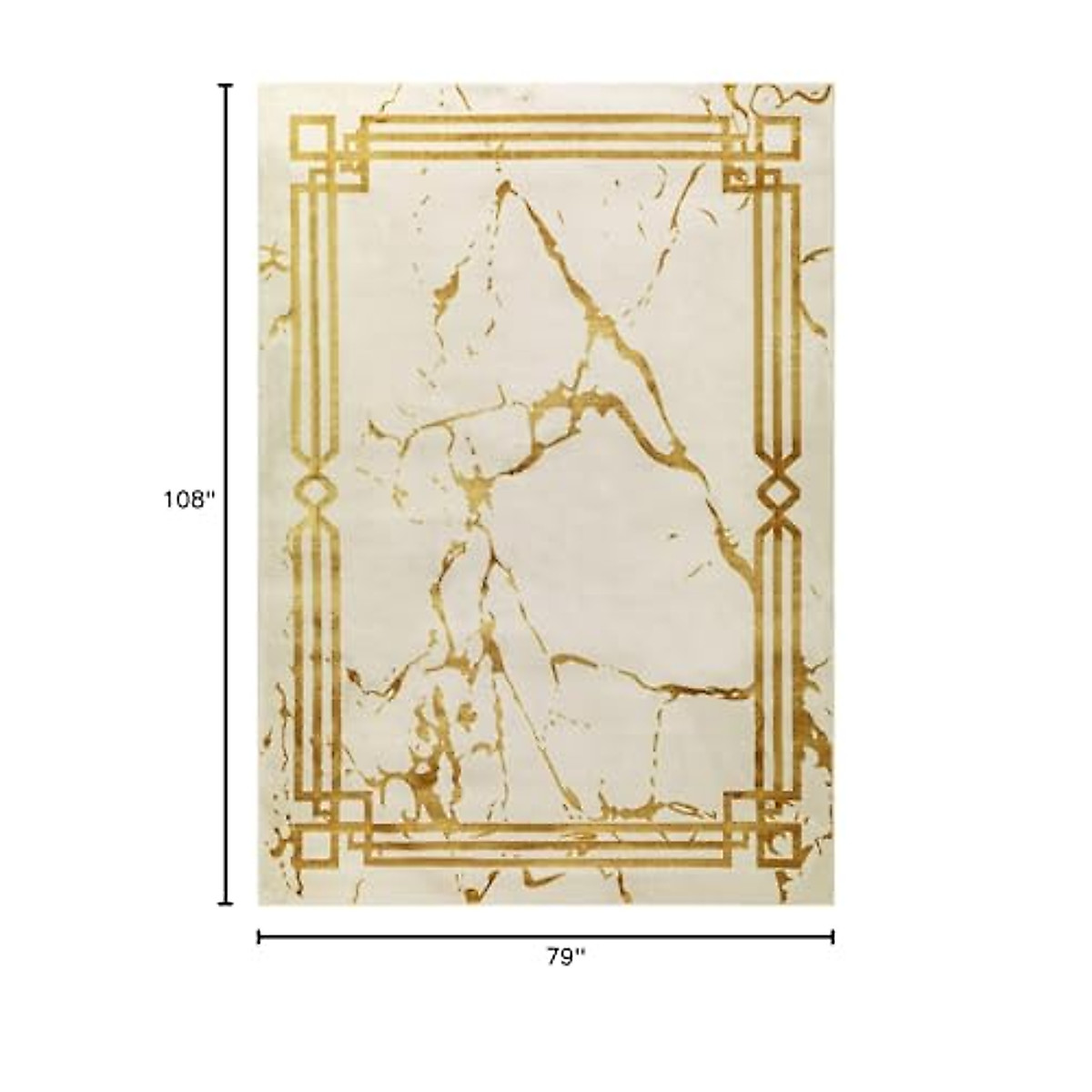 Antep Rugs Babil Gold 6x9 Abstract Marble Geometric Indoor Area Rug (Beige, 6'7" x 9')
